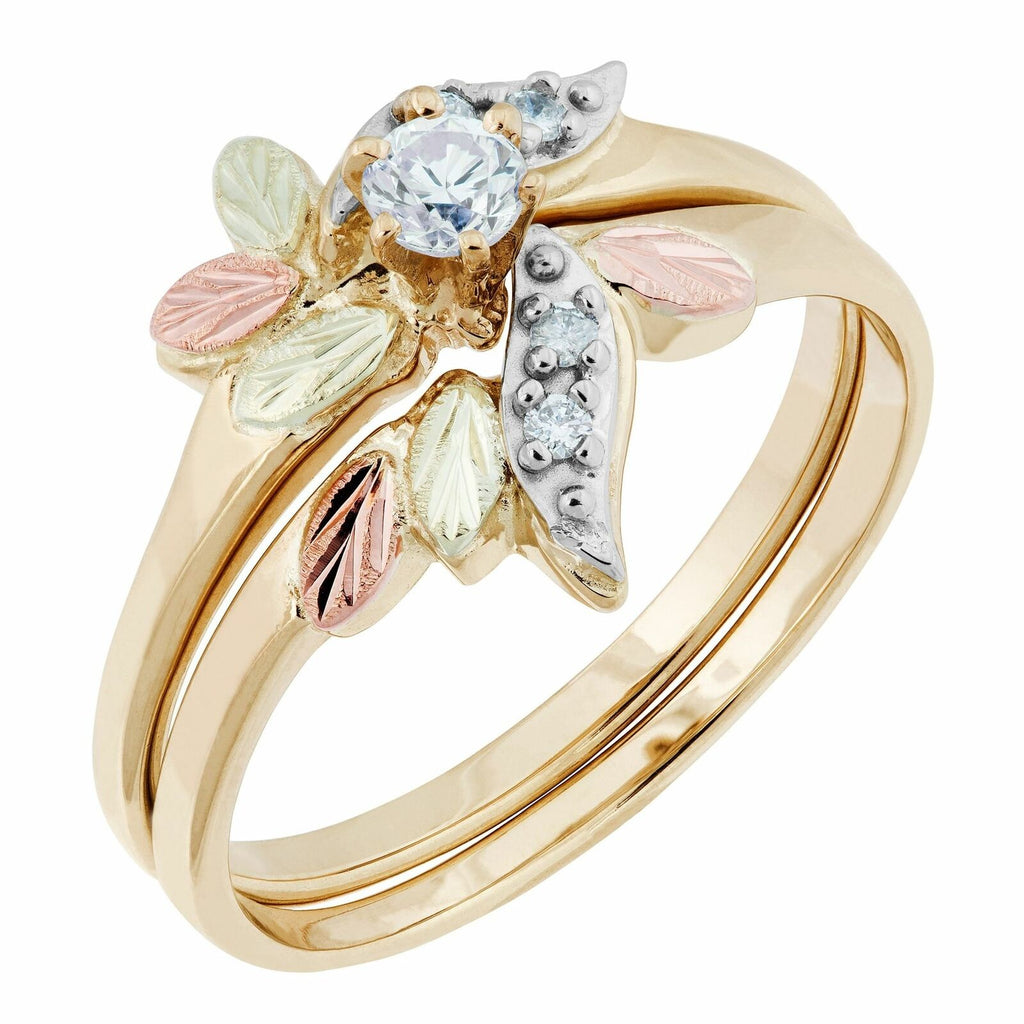 Intricate Five Diamond - Black Hills Gold Engagement & Wedding Ring Se ...