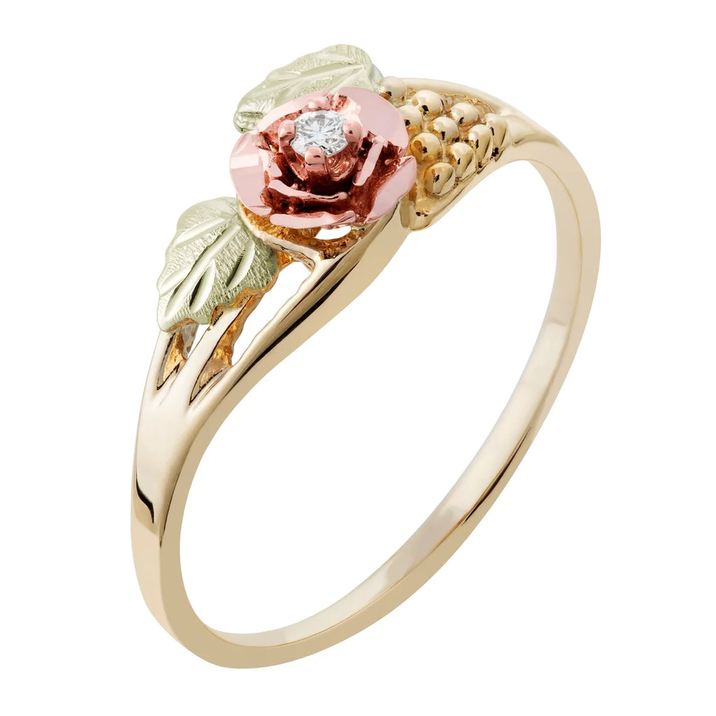 Diamond and Rose - Black Hills Gold Ladies Ring – Fortune And Glory ...