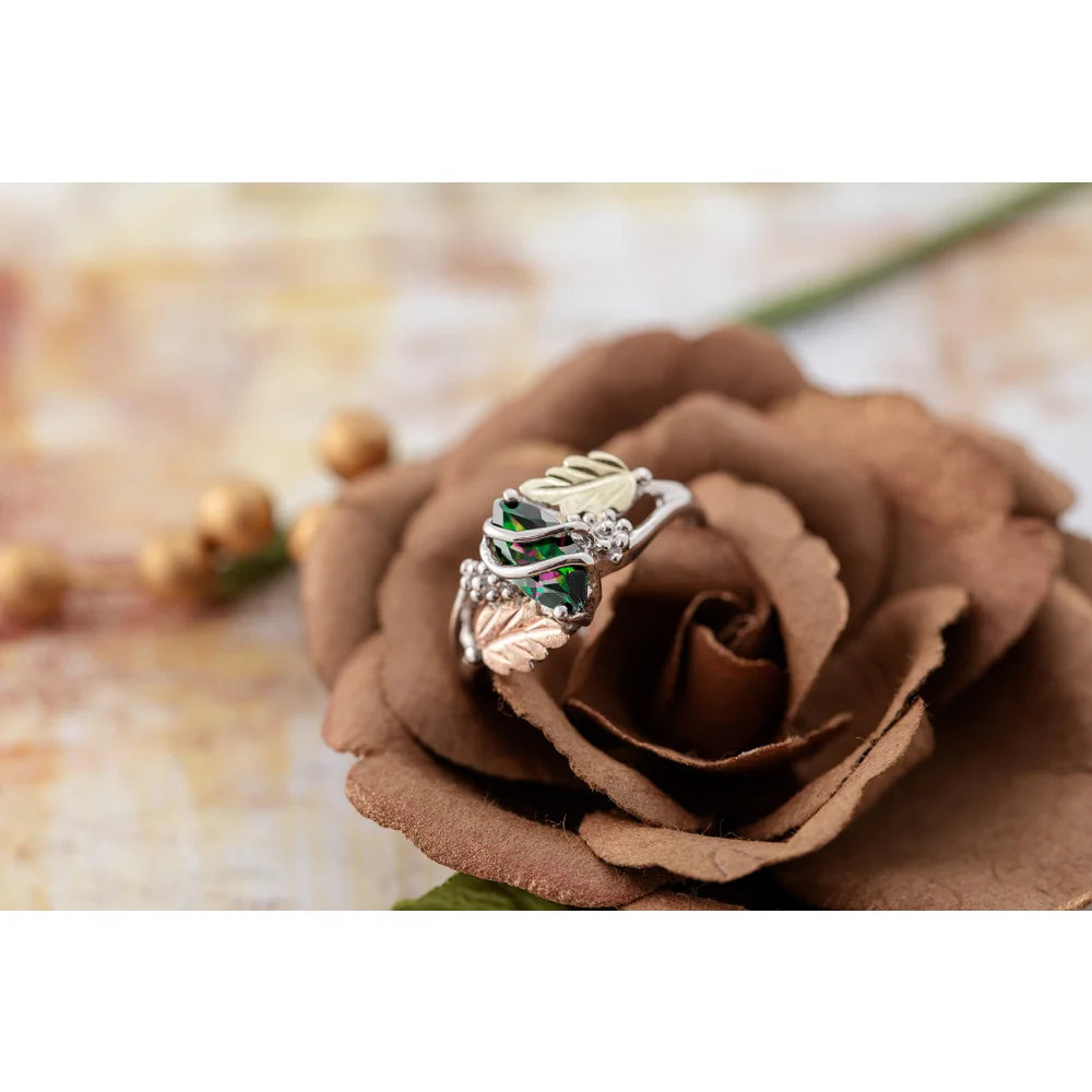 Brilliant Mystic Fire Topaz Sterling Silver Black Hills Gold Ring ...