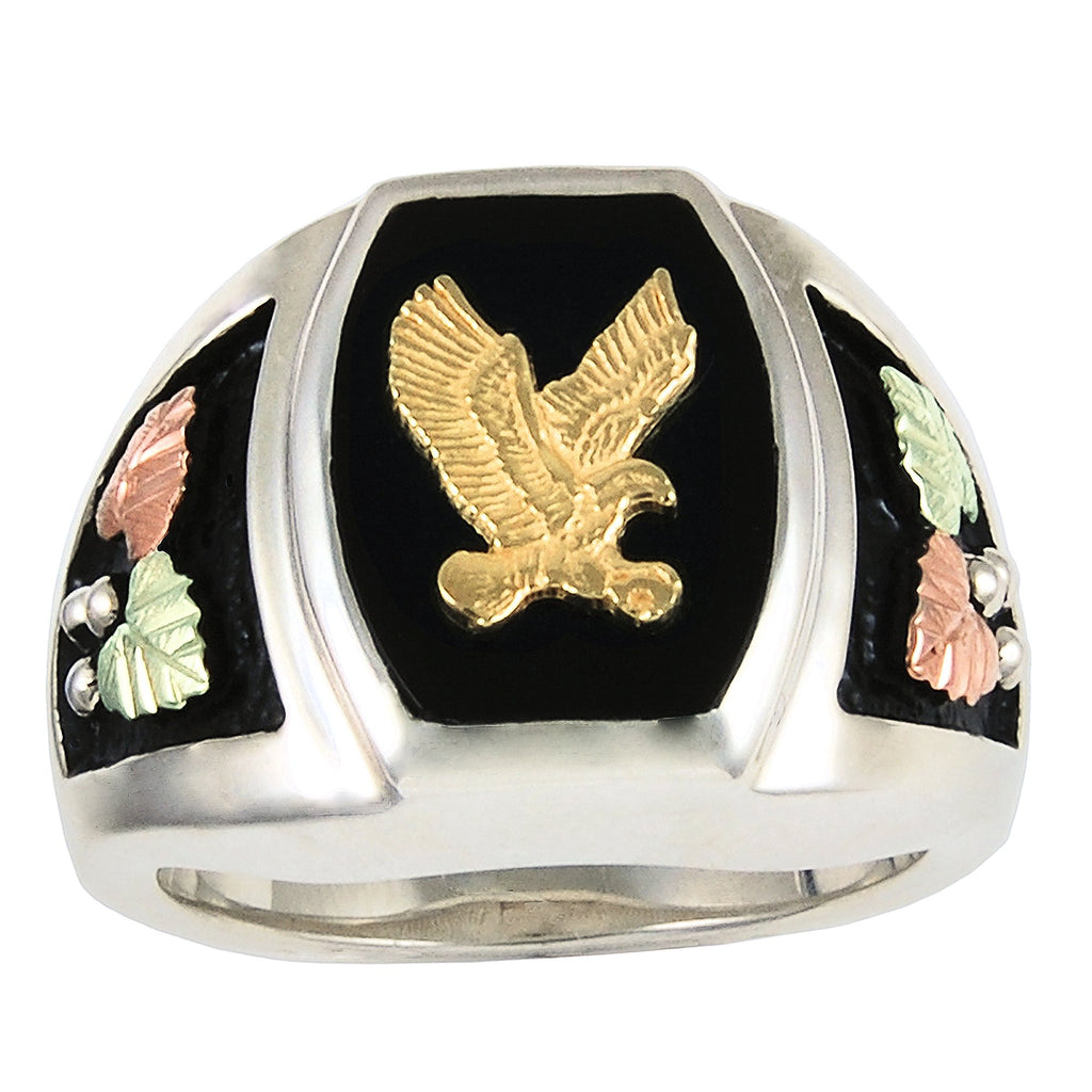 Eagle Foliage - Sterling Silver Black Hills Gold Mens Ring – Fortune ...