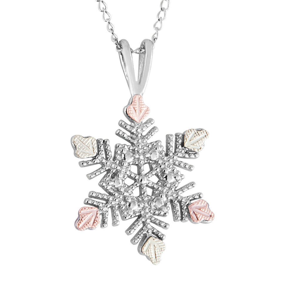 Sterling Silver Black Hills Gold Snowflake Pendant & Necklace – Fortune ...
