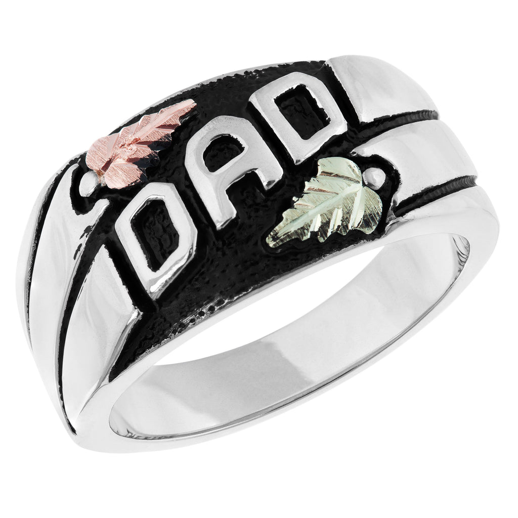 "Dad" - Sterling Silver Black Hills Gold Mens Ring – Fortune And Glory ...