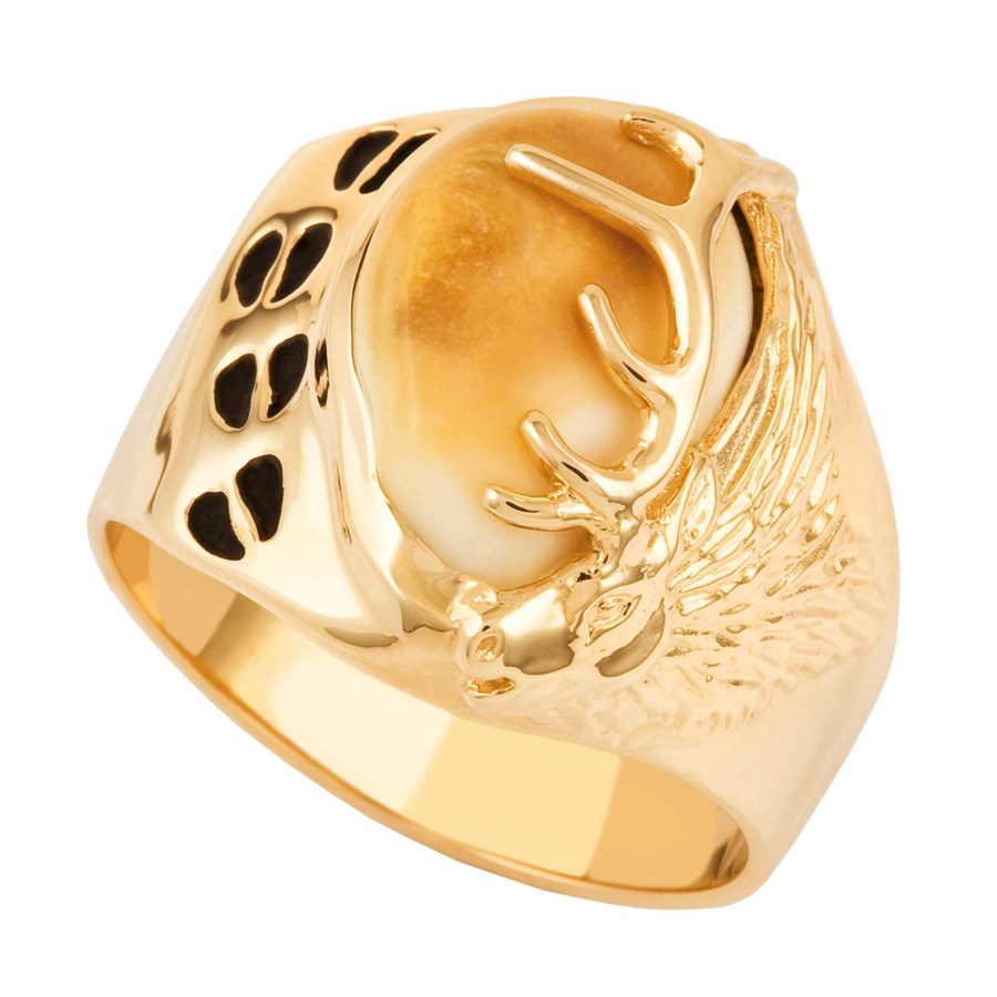Tracker - Gold Elk Ivory Mens Ring – Fortune And Glory - Made in USA Gifts