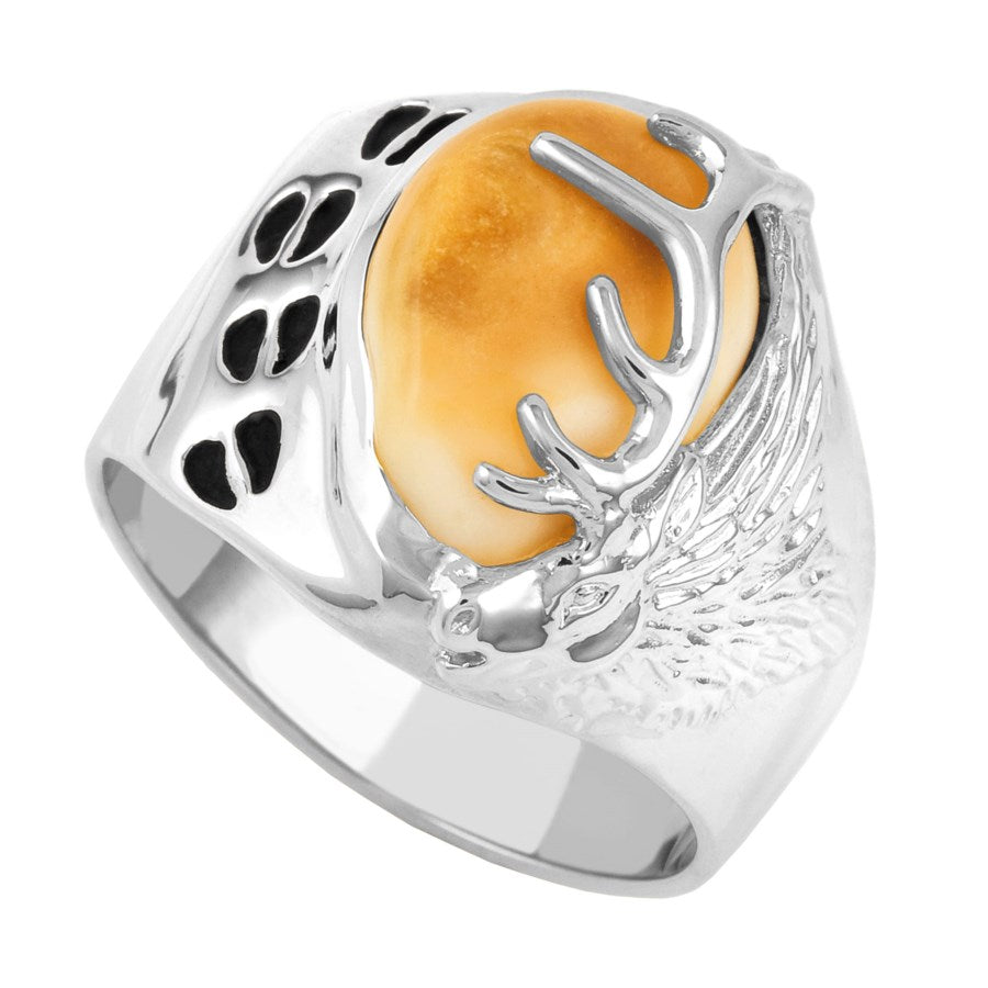 Tracker - Sterling Silver Elk Ivory Mens Ring – Fortune And Glory ...
