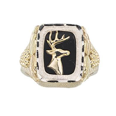 Proud Buck - Sterling Silver Black Hills Gold Mens Ring